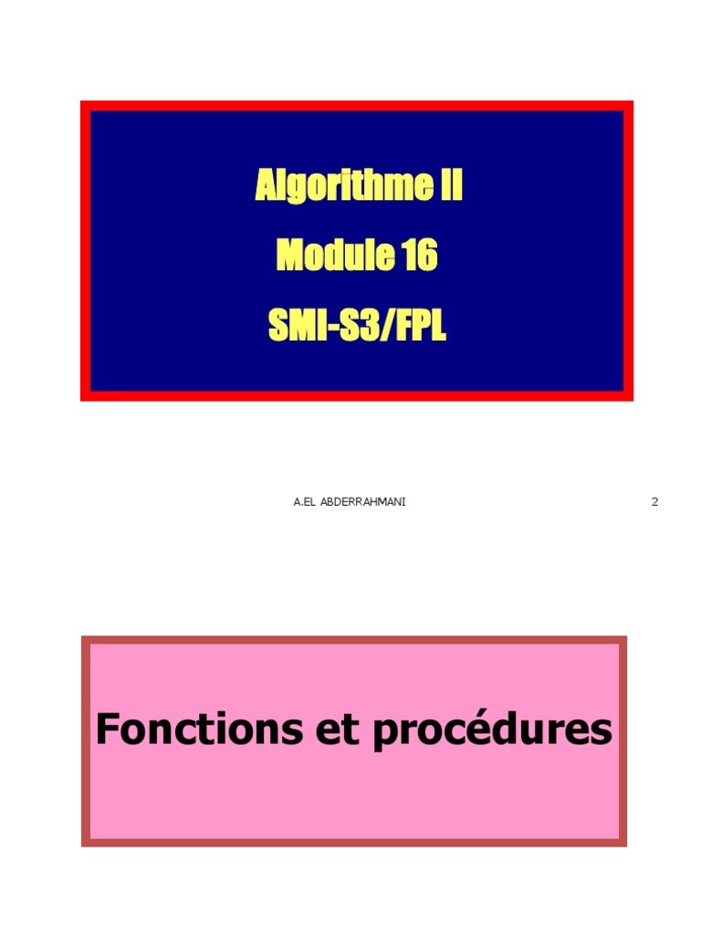 Cours Algorithme | PDF | Paramètre (Programmation informatique ...