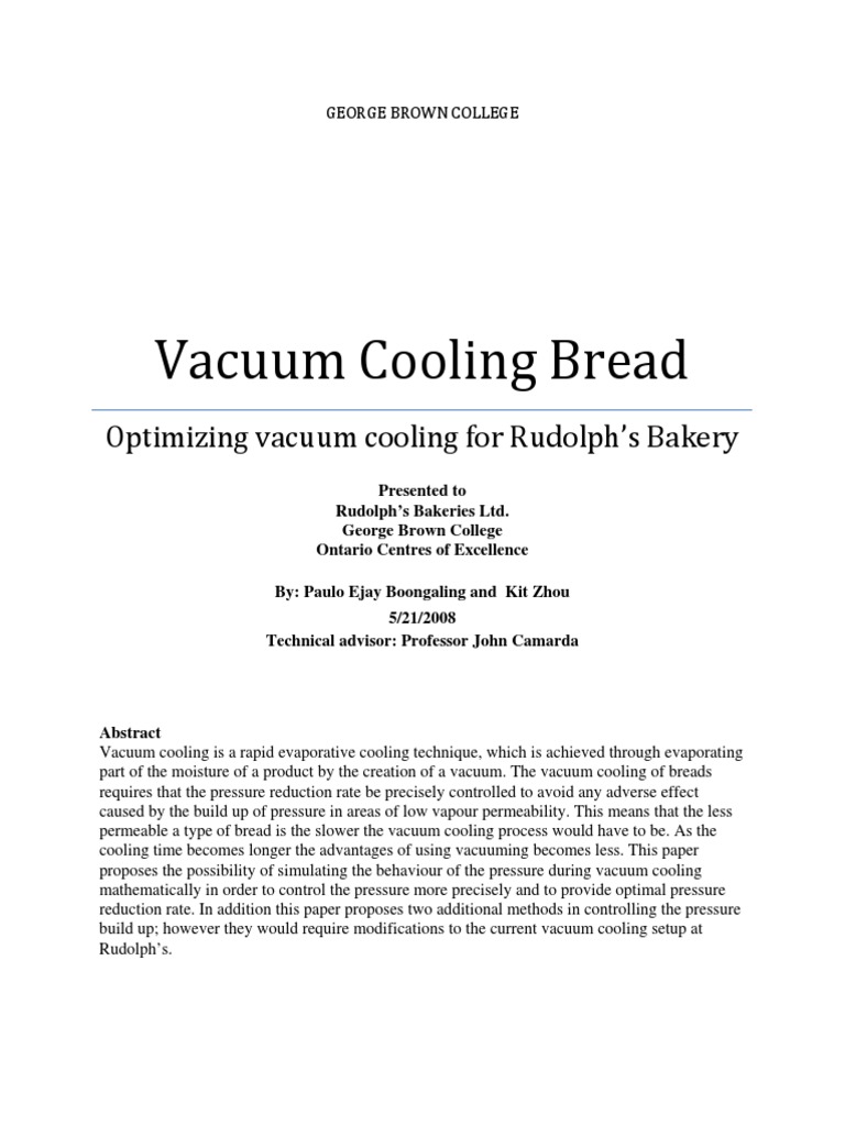 Vacuum Cooling Bread - PDF | PDF | Vacuum | Gases