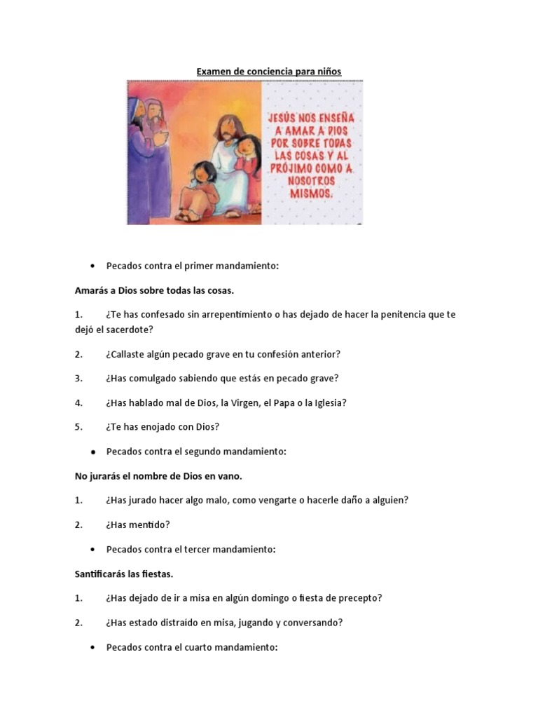 Examen de Conciencia para Niños | PDF | Pecado | Mitzvá