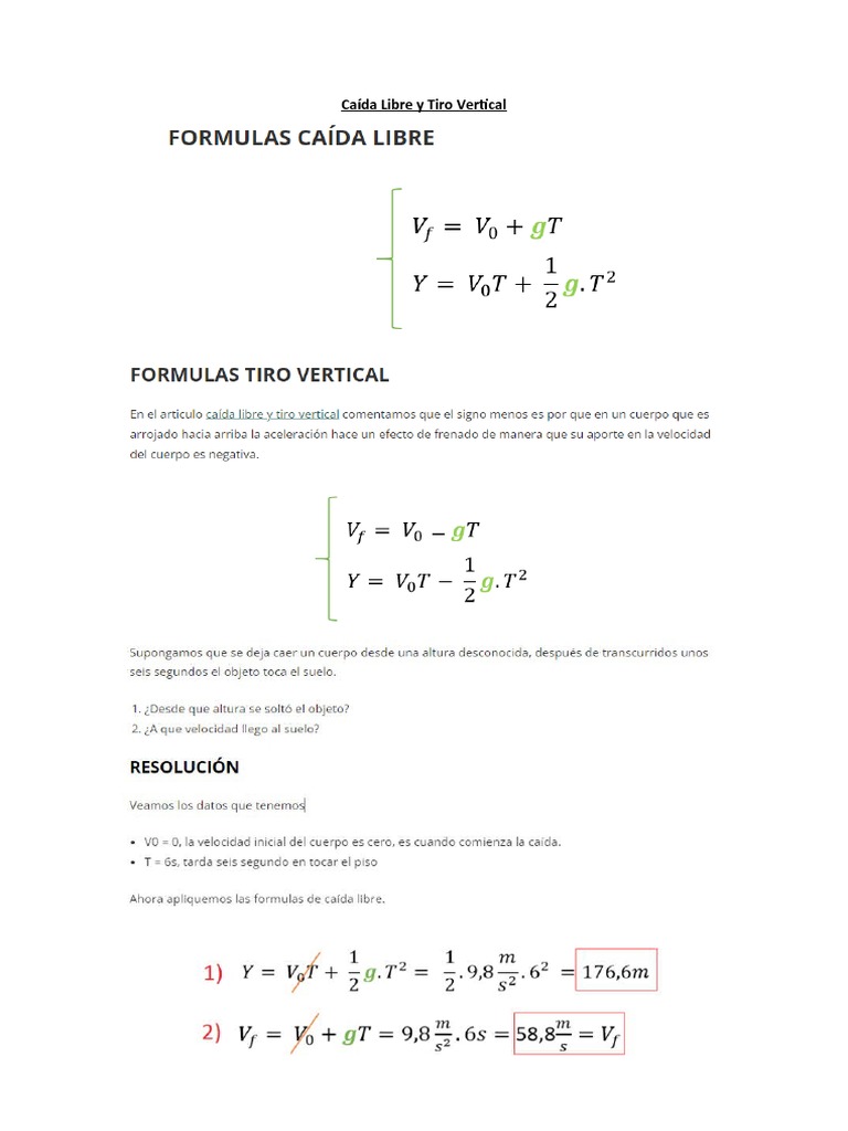 Caída Libre y Tiro Vertical | PDF | Mecánica | Dinámica (Mecánica)