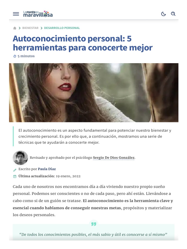 Autoconocimiento Personal: 5 Herramientas para Conocerte Mejor | PDF | Las emociones | Bienestar