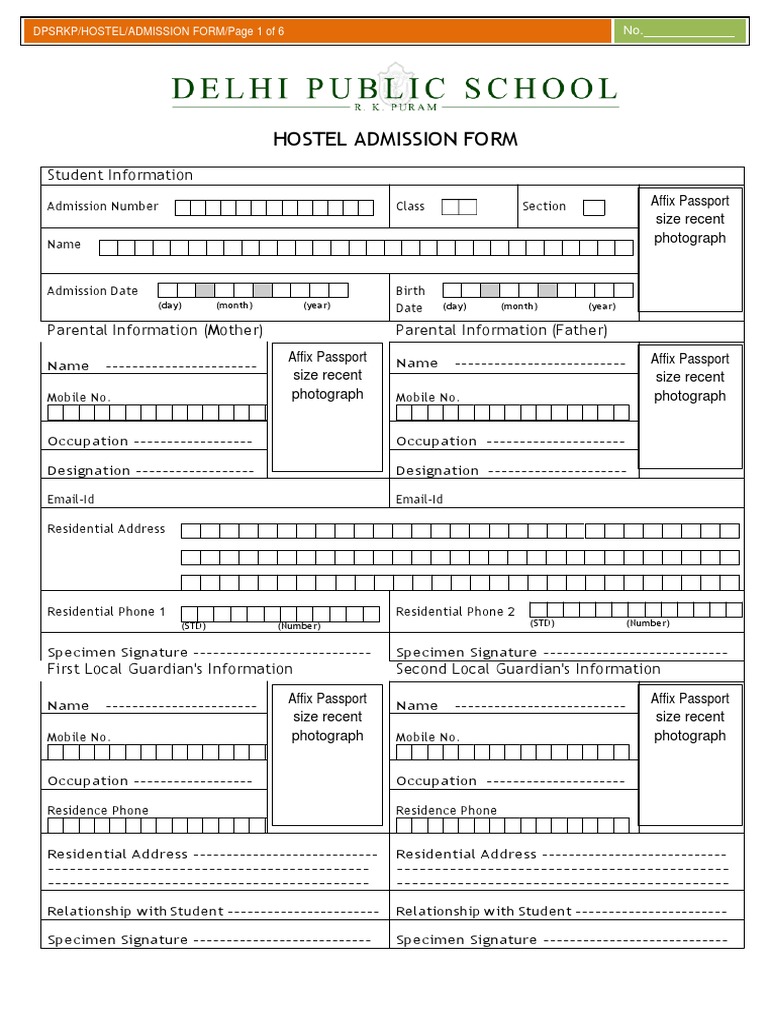 Hostel Admission Form: Student Information | PDF | Epidemiology ...