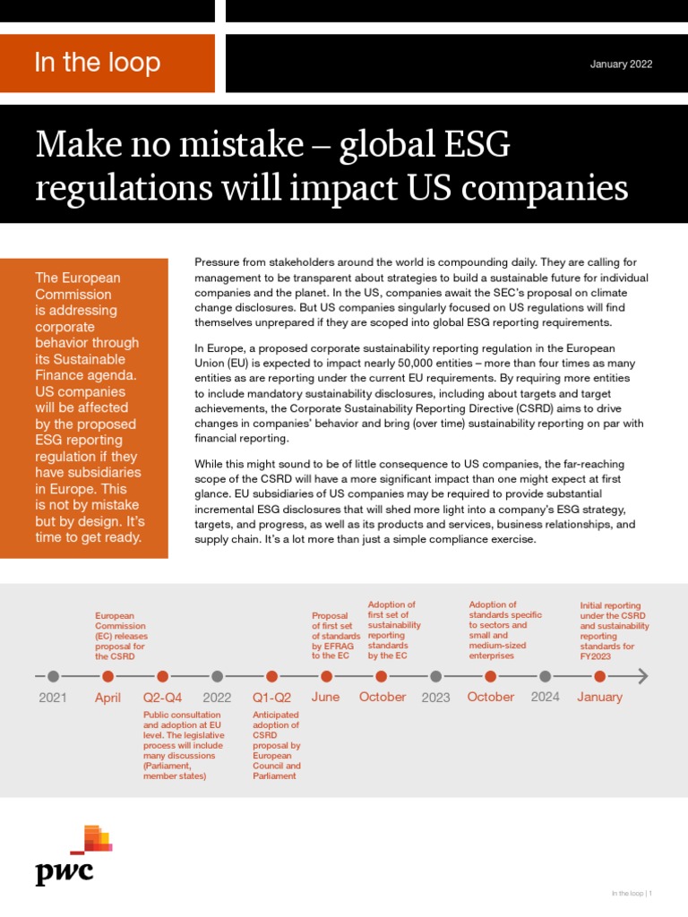 In The Loop - Make No Mistake Global ESG Regulations Will Impact US ...