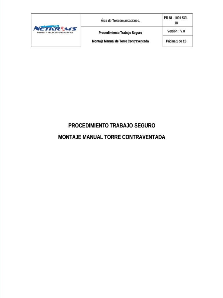 Procedimiento Montaje Torre Ventada | PDF