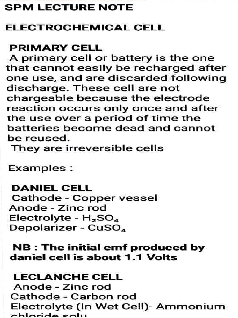 SPM LECTURE NOTE - Electrochemical Cell | PDF