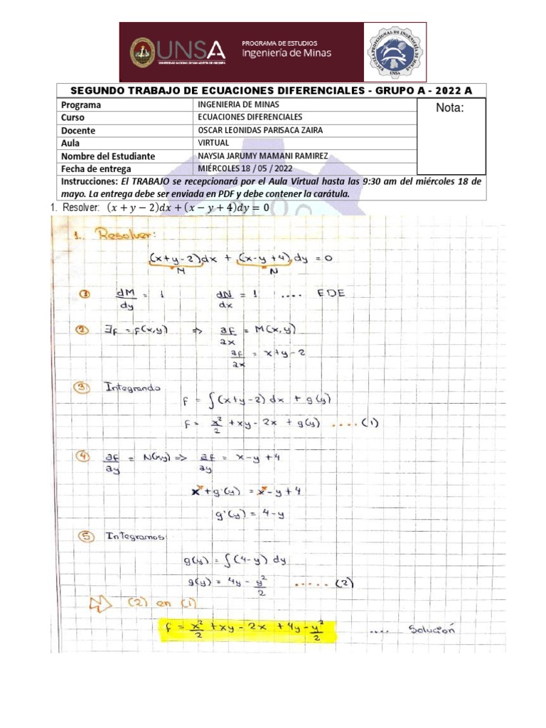 Naysia Jarumy Mamani Ramirez, Segundo Trabajo - Ed - Minas | PDF