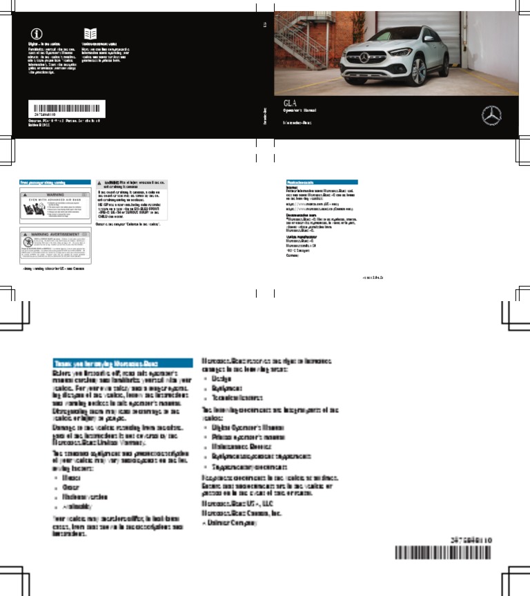 GLA Owners Manual | PDF | Mercedes Benz | Airbag