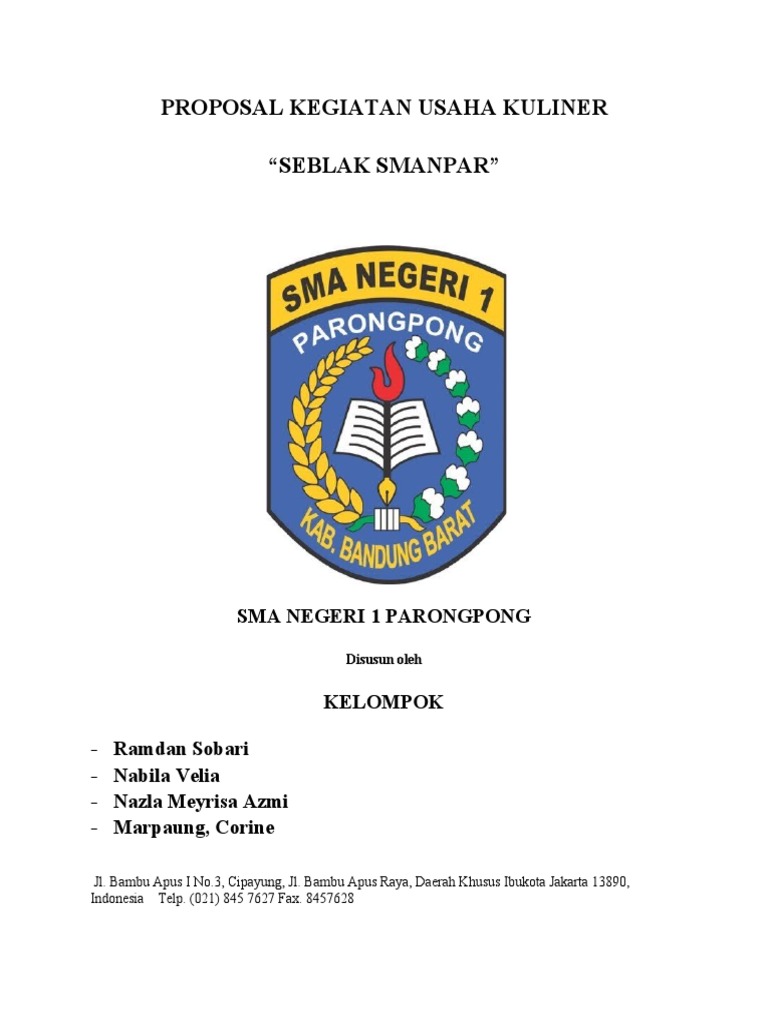 Proposal Usaha Kuliner Seblak SMANPAR | PDF | Bisnis