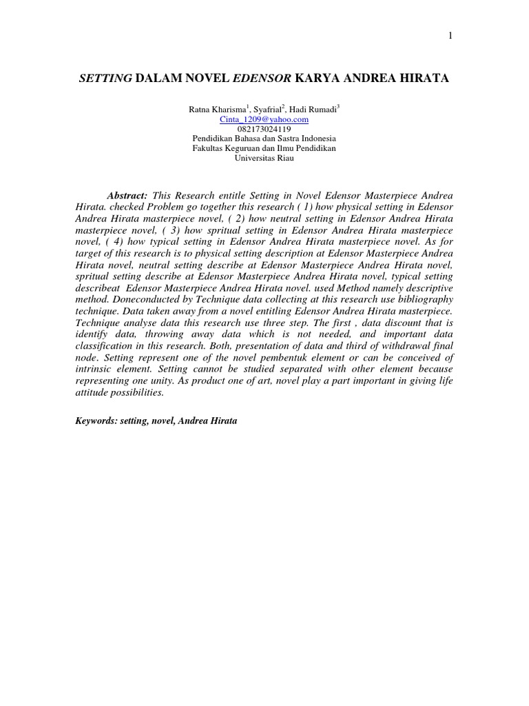 Setting Dalam Novel Edensor Karya Andrea Hirata | PDF | Languages ...