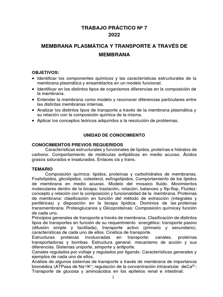 Guía de TP7 - 2022 | PDF | Membrana celular | Lípido