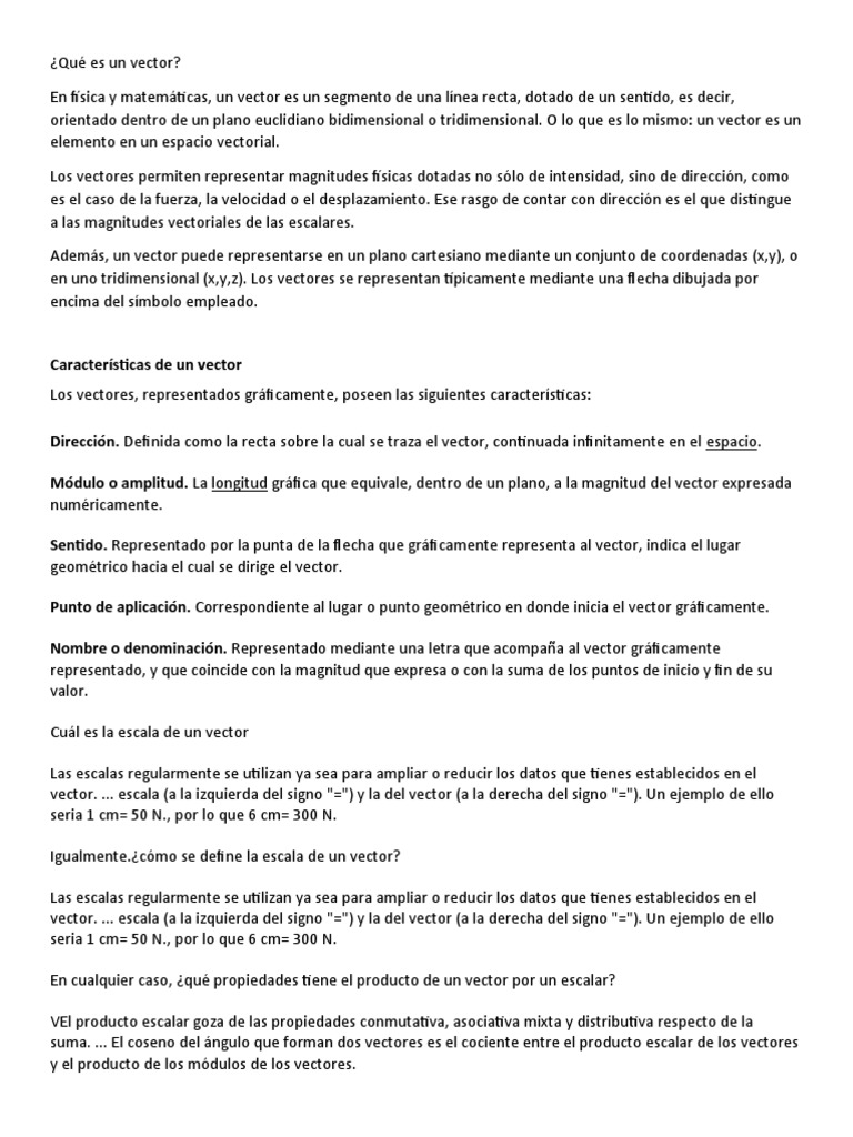 Qué Es Un Vector | PDF | Espacio vectorial | Vector Euclidiano