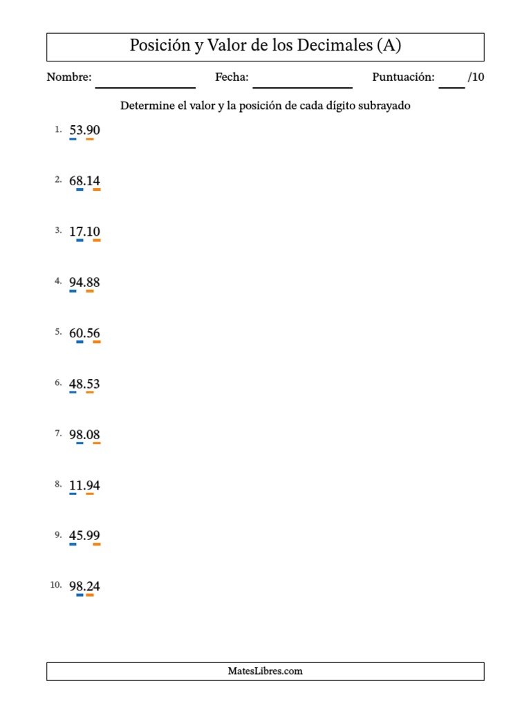 Decimal Valor Posicional 99 001.1629144154 | PDF