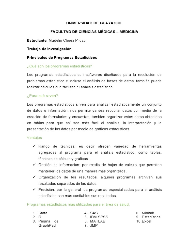 Programas Estadisticos | Descargar gratis PDF | Spss | Estadísticas