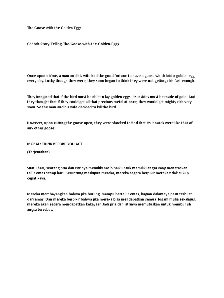 The Goose That Laid Golden Eggs | PDF