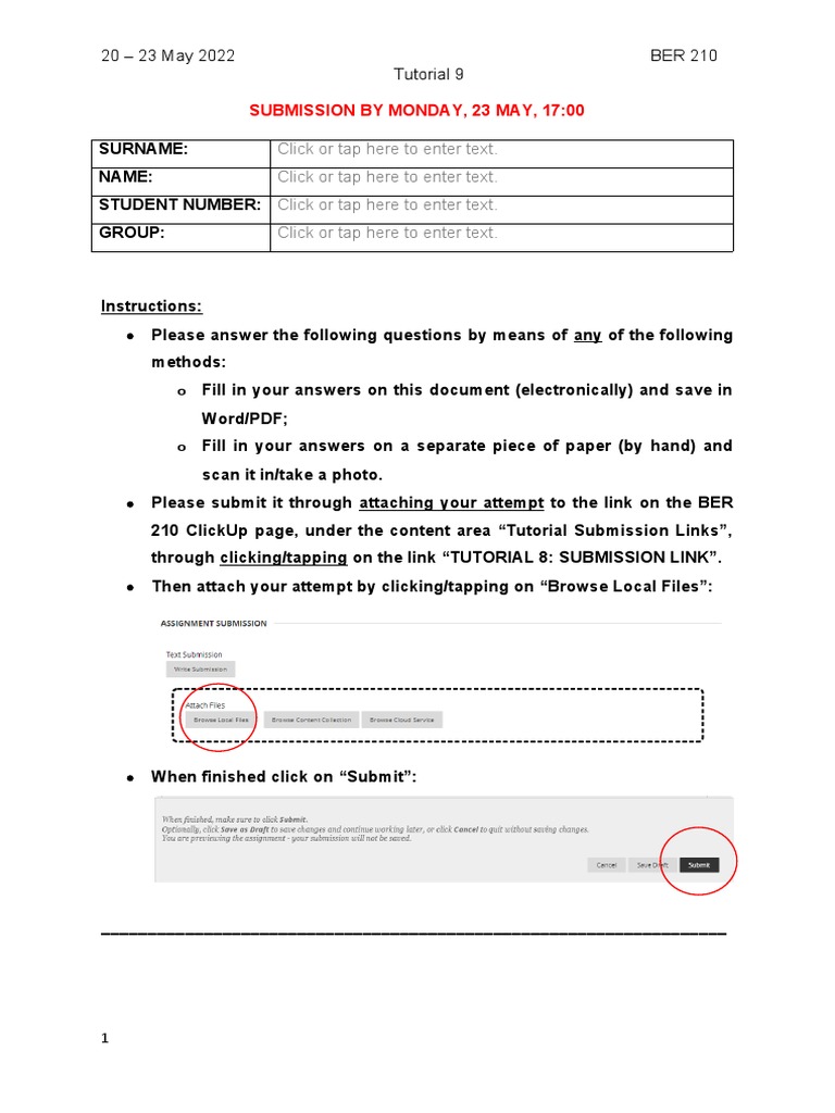 Tutorial 9 - Submission Form (BER 210) | PDF | Justice | Crime & Violence