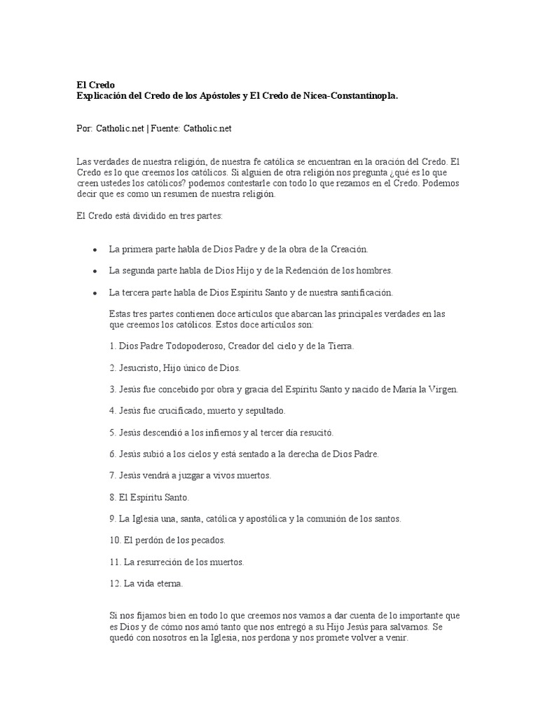 Credo | PDF | Credo | Iglesia Católica