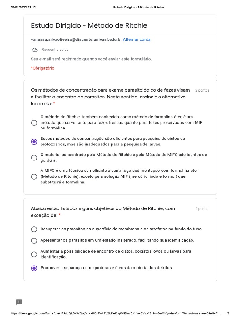 Estudo Dirigido - Método de Ritchie | PDF | Centrifugação