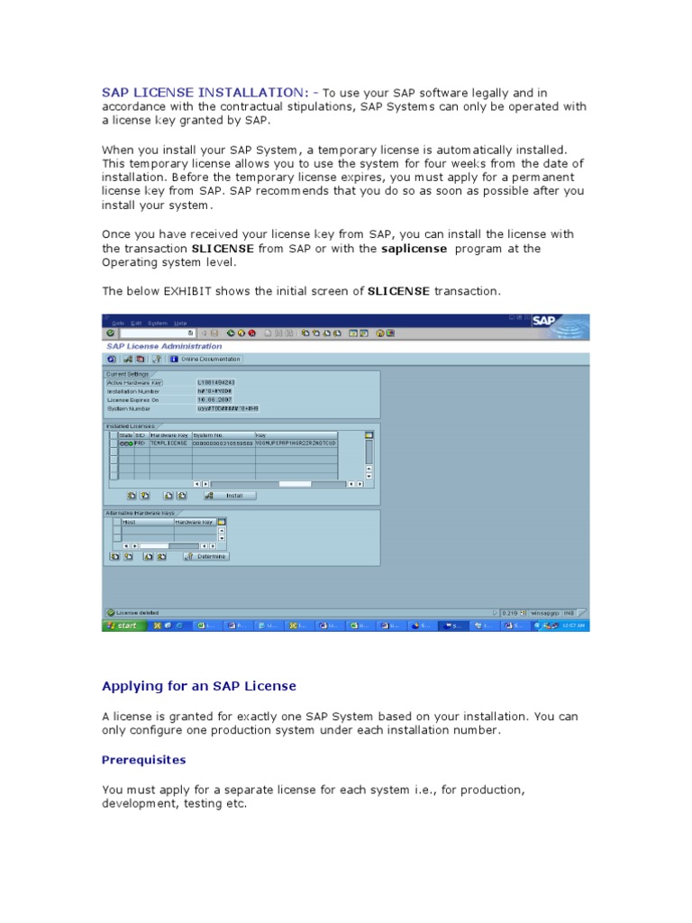 Sap License Installation | Operating System | License