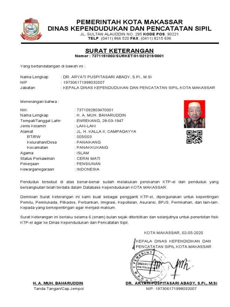 Surat Keterangan Capil | PDF