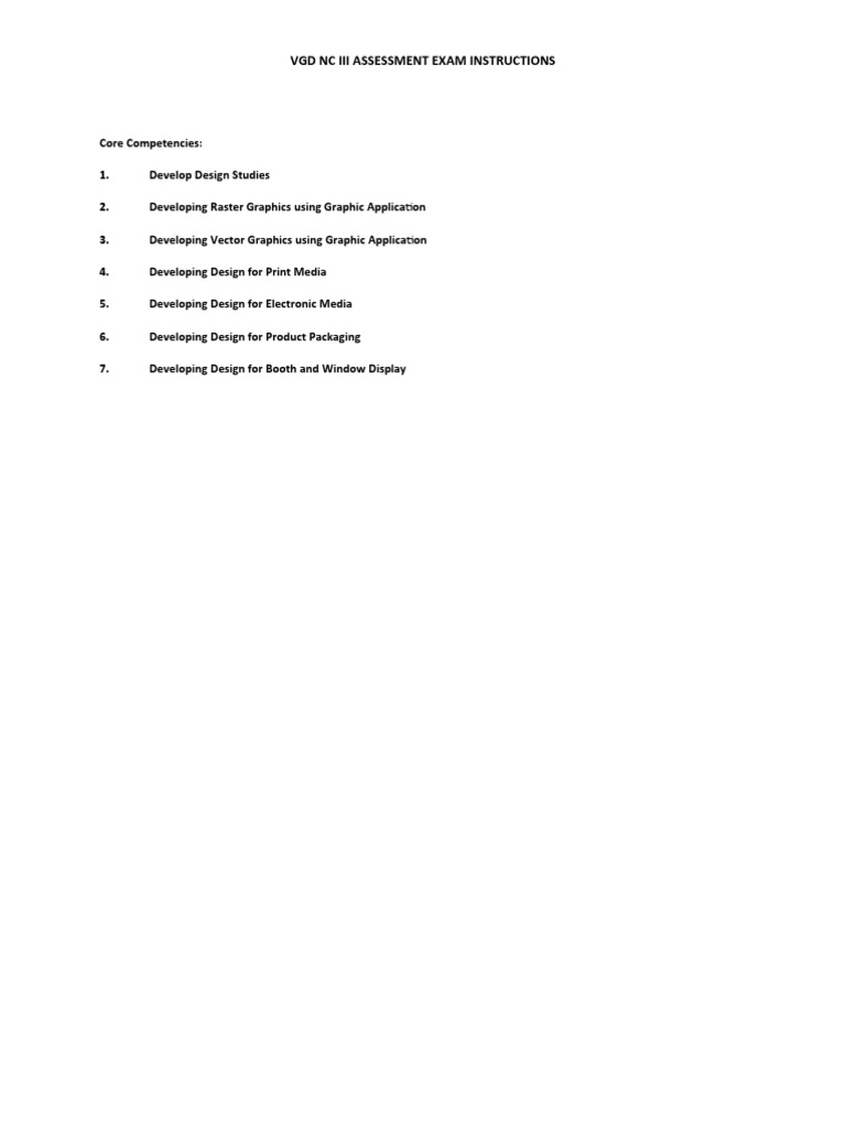 VGD NC III Assessment Exam Instructions | PDF | Communication Design ...