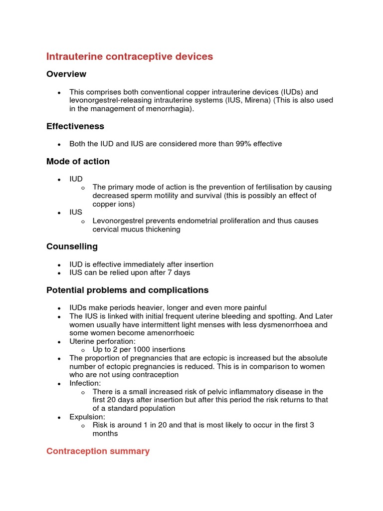 Contraceptive Options Guide | PDF | Combined Oral Contraceptive Pill ...