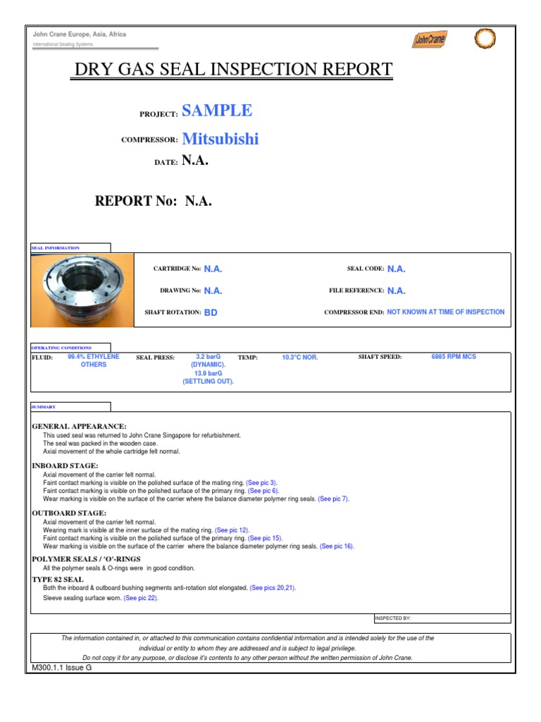 Dry Gas Seal Inspection Report Provides Insights into Seal Condition ...