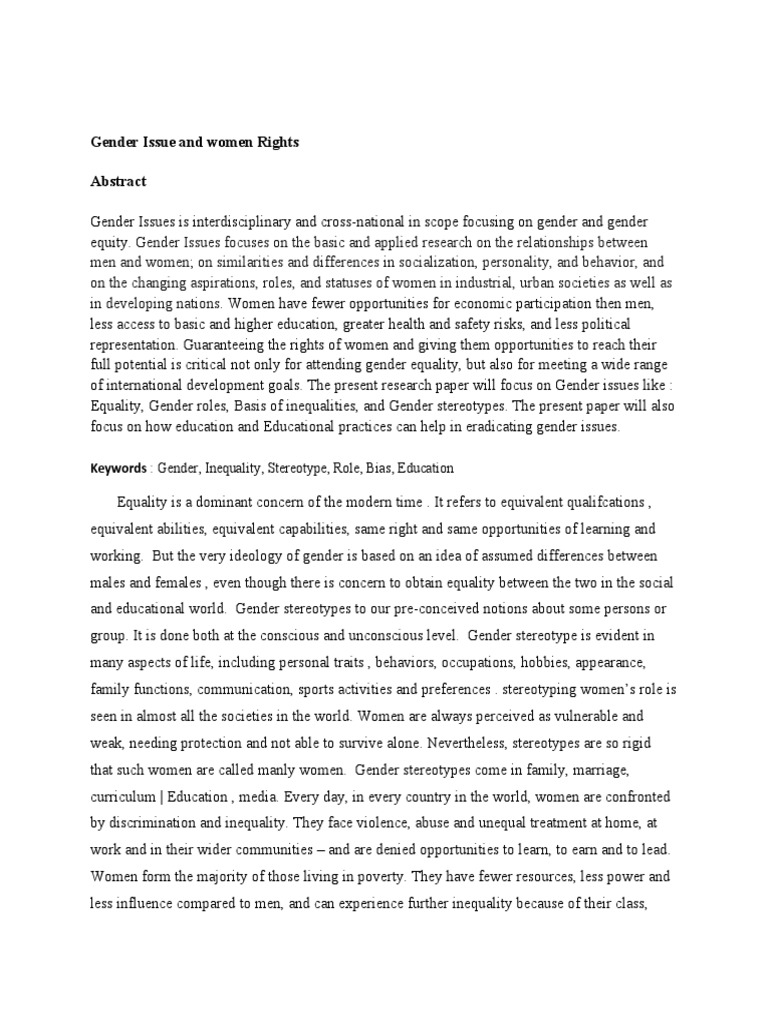 Women and Gender Issue | PDF | Gender Studies | Gender Equality