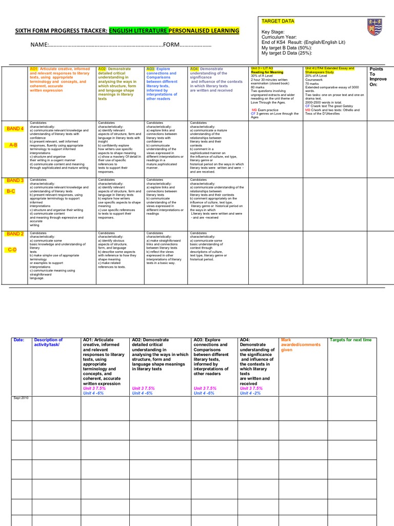 Lit Progress Tracker A2 | PDF | Reading (Process) | Genre