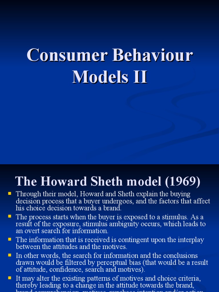 Consumer Behaviour Models II | PDF | Consumer Behaviour | Behavior