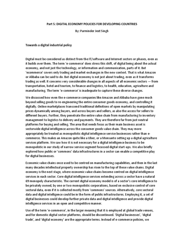 Digital Economy Policies For Developing Countries | PDF | E Commerce ...