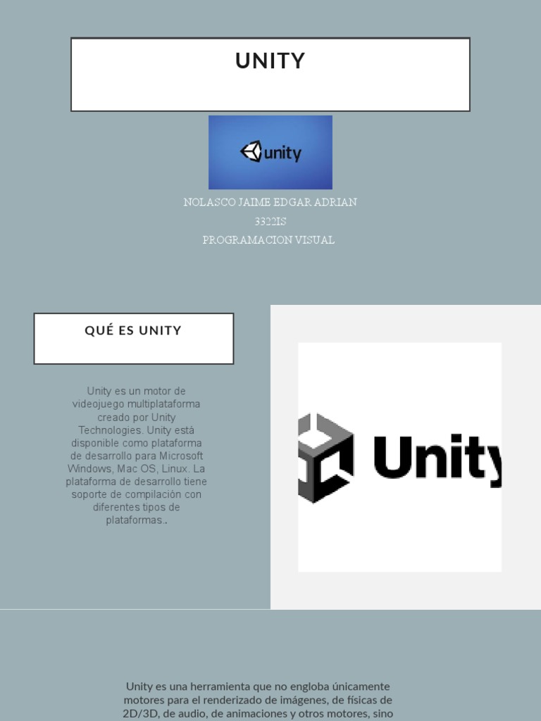 Unity | PDF | Unidad (motor de juego) | Videojuegos