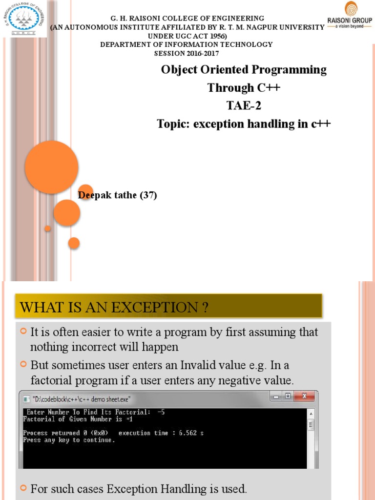 Fdocuments - in Exception Handling in C 58bcee0564d59 | PDF | Parameter (Computer Programming ...