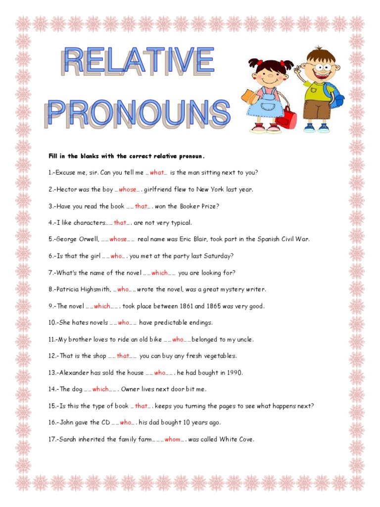 Fill in The Blanks With The Correct Relative Pronoun | PDF