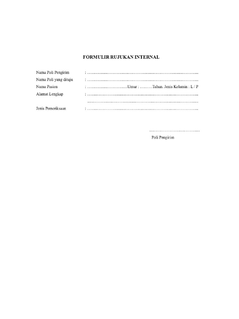 Formulir Rujukan Internal | PDF
