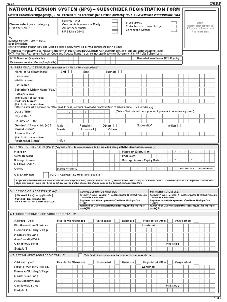 CSRF Subscriber Registration Form | PDF | Identity Document | Government