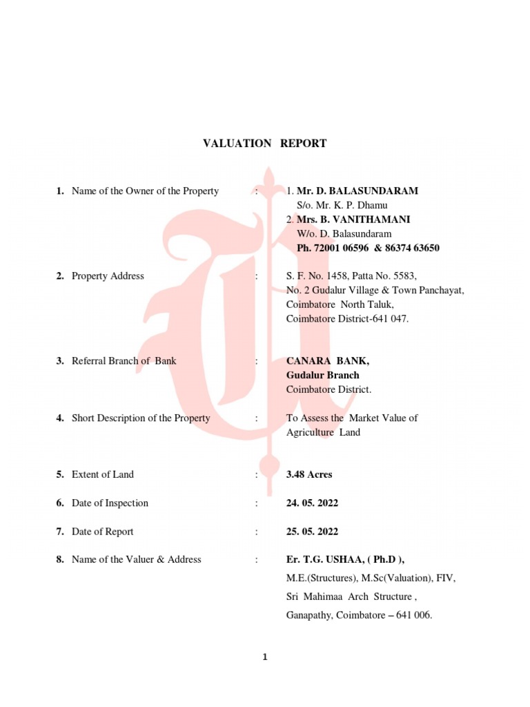 Valuation Report | PDF | Real Estate Appraisal | Property