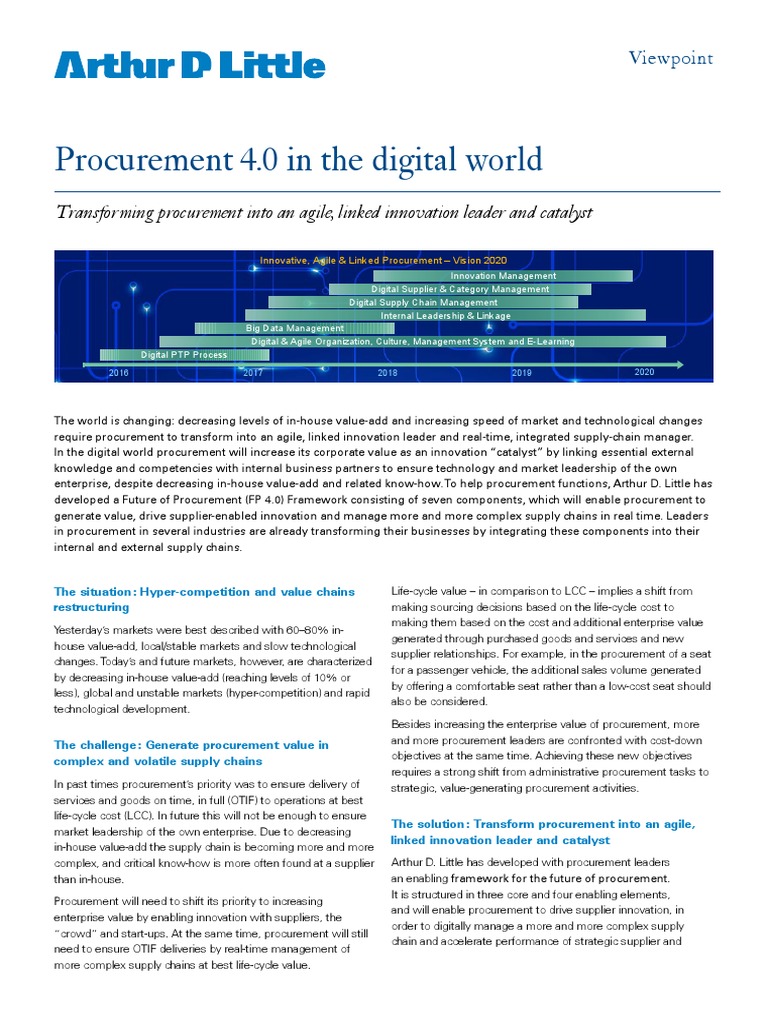ADL Future of Procurement 4 0 | PDF | Supply Chain | Supply Chain Management