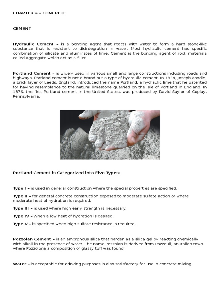 Construction Materials and Testing Chapter 4 | PDF | Concrete ...