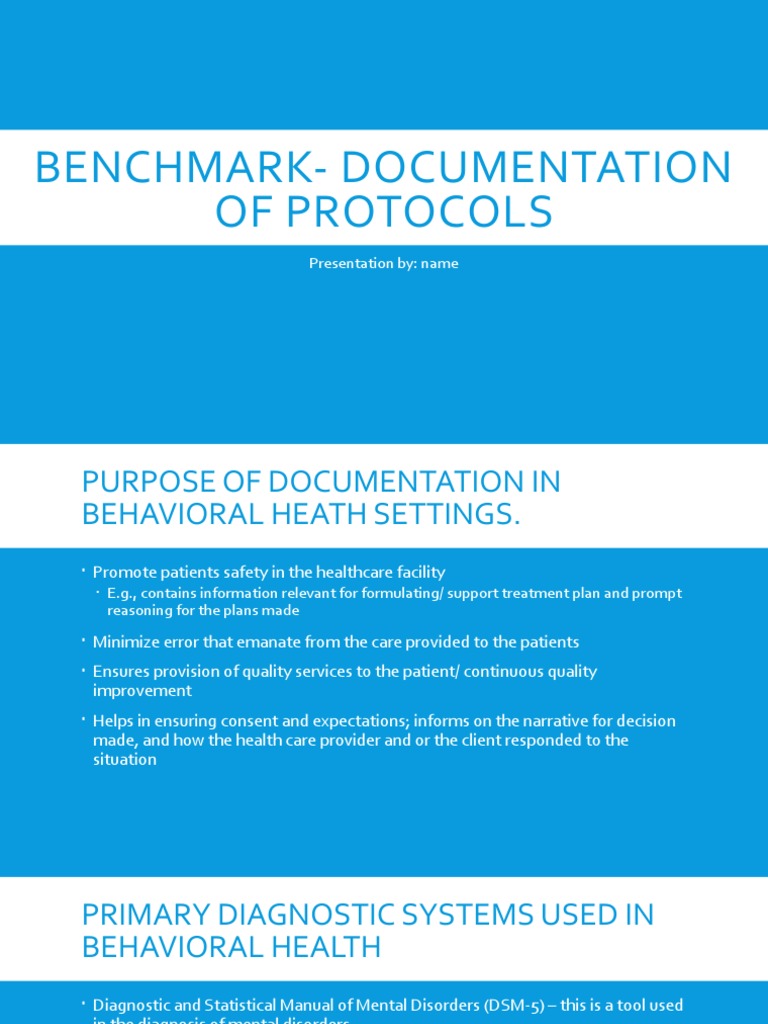 1 Benchmark - Documentation of Protocols | PDF | Medical Record ...
