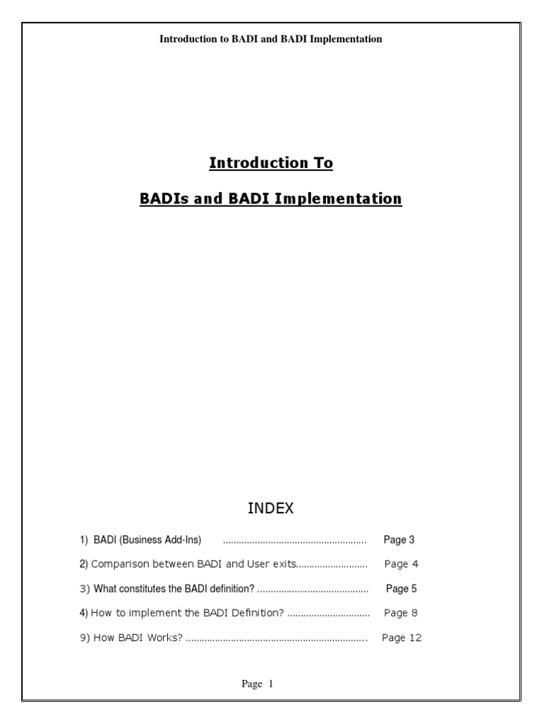 Introduction To BADI and BADI Implementation-1 | PDF | Method (Computer Programming) | Parameter ...