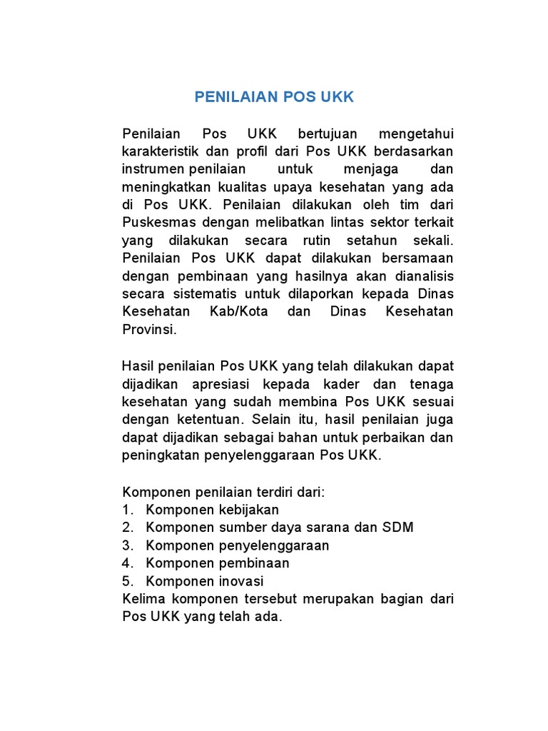 Form Penilaian Pos UKK | PDF