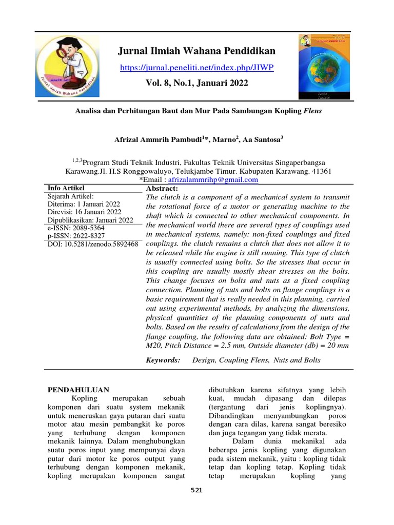 Jurnal Ilmiah Wahana Pendidikan: Vol. 8, No.1, Januari 2022 | PDF