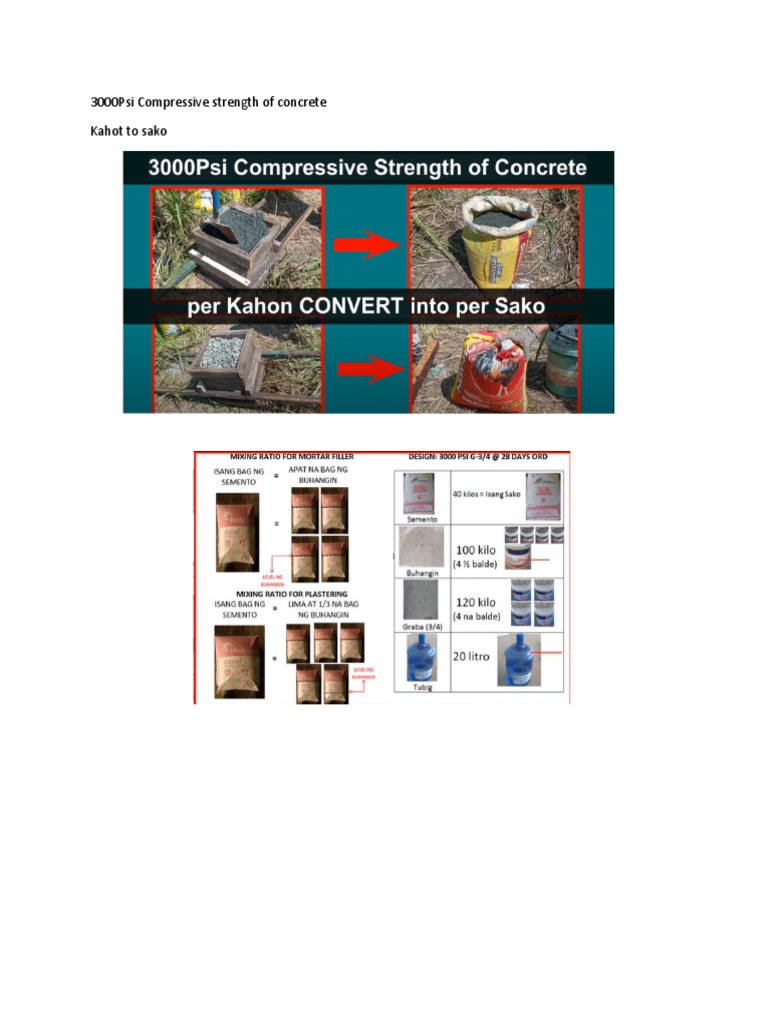 3000 Psi Compressive Strength of Concrete | PDF