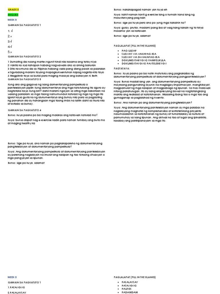 Grade 5 Filipino Week 35 8 | PDF