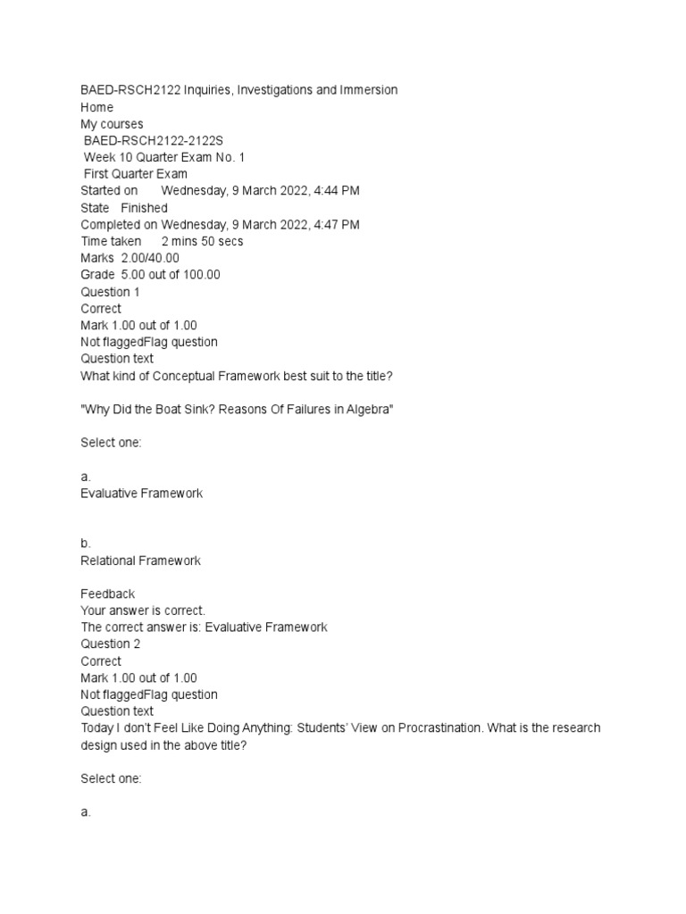 Research 2122 First Quarter Exam | PDF | Hypothesis | Quantitative Research