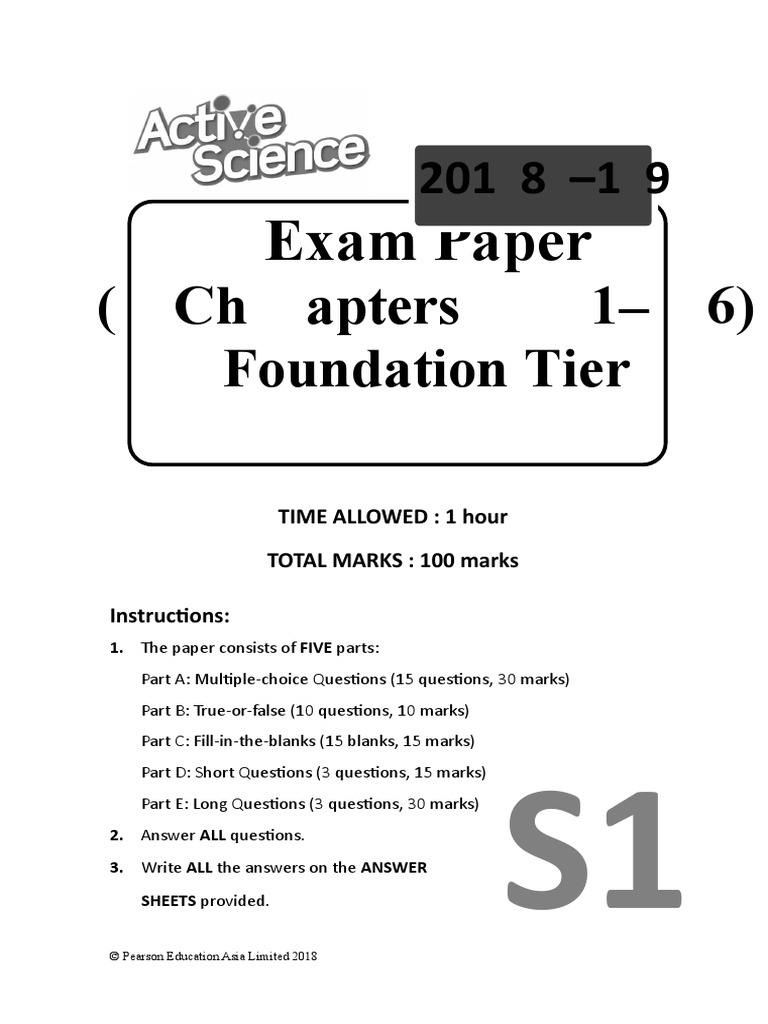 Exam Paper: (CH Apters 1 - 6) Foundation Tier | PDF | Water | Test ...
