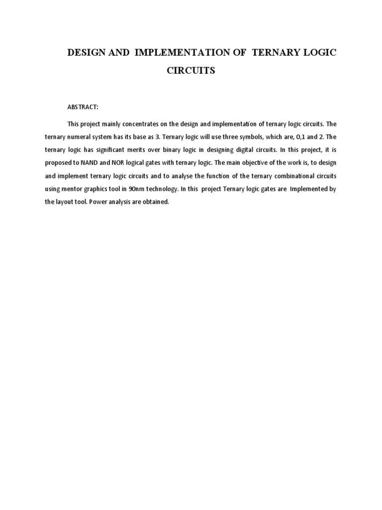 Ternary Logic Documentation Pdf Field Effect Transistor Cmos
