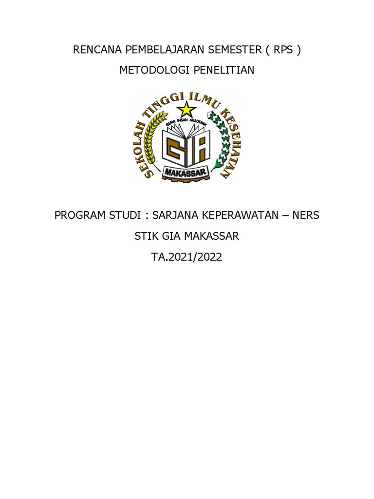 RPS - Metodologi Penelitian - 2021 - 2022 - Genap - Kurikulum 2015 | PDF