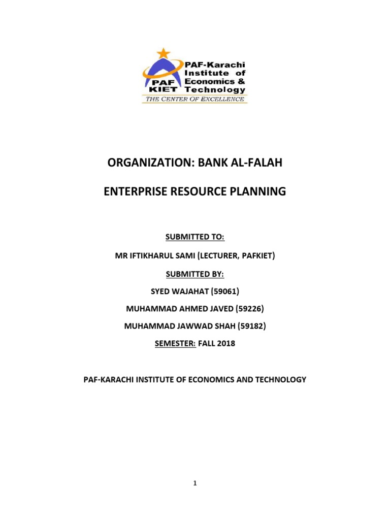 ERP Project Report Bank Alfalah - PAF KIET | PDF | Enterprise Resource ...