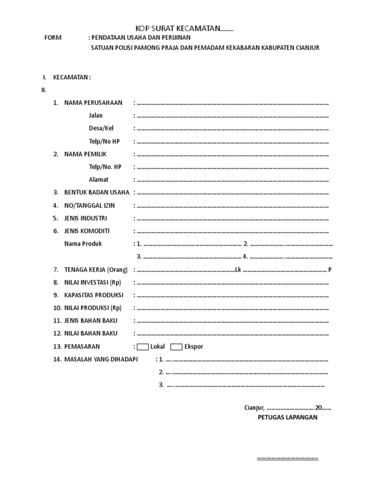 Form Pendataan | PDF